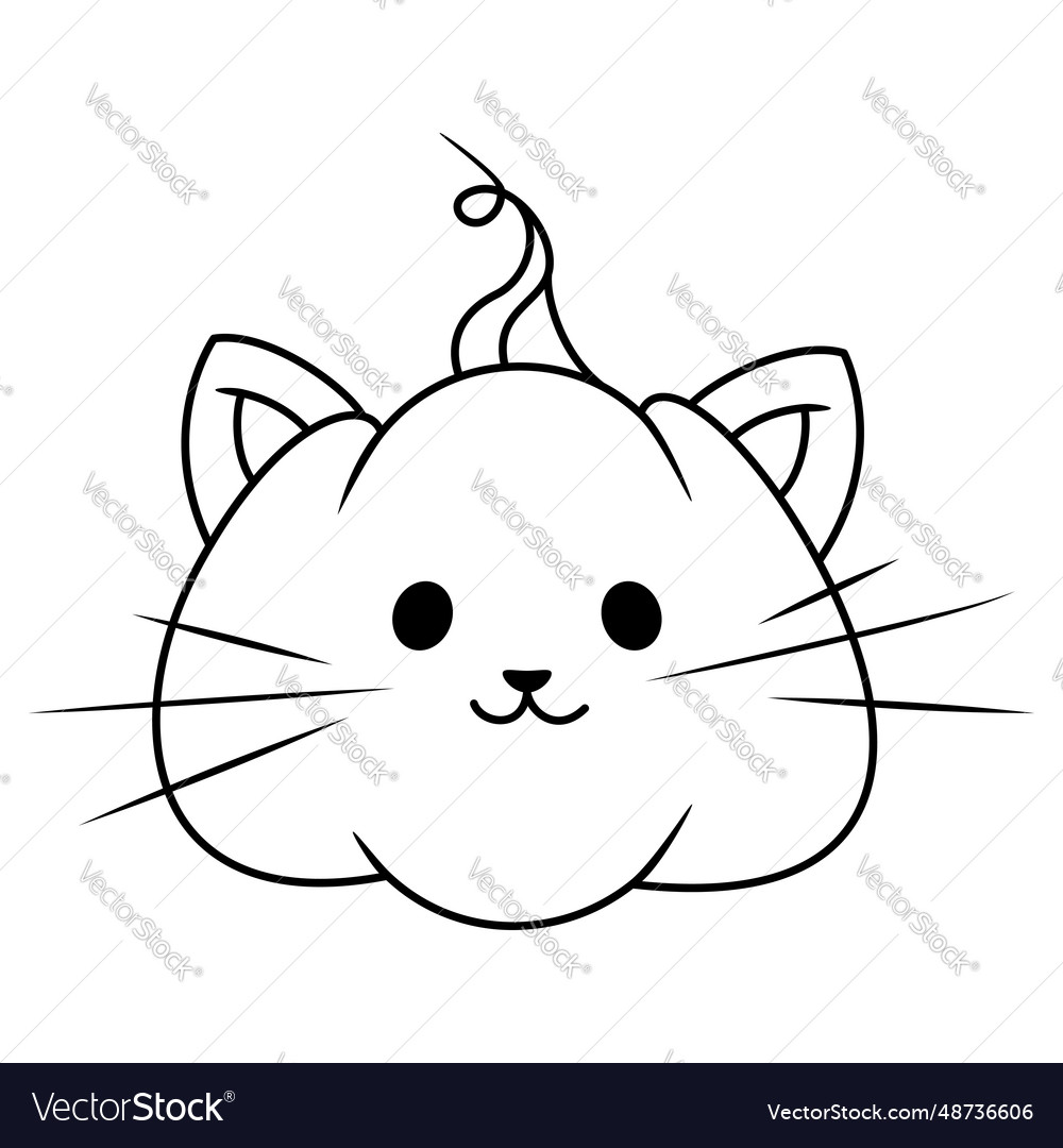 Pumpkin cat for halloween coloring page cartoon Vector Image