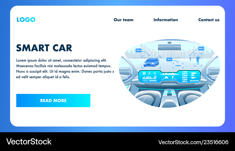 Smart car cockpit selfdriving transport Royalty Free Vector