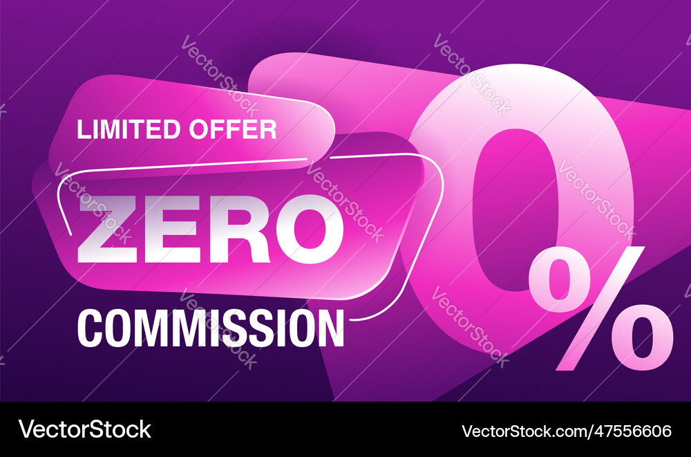 Zero commission and interest free purple banner Vector Image
