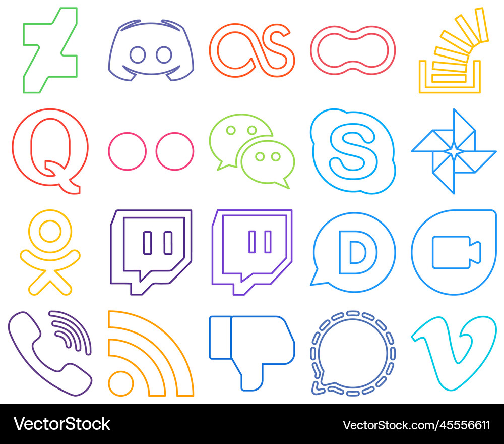 20 attractive and creative colourful outline Vector Image