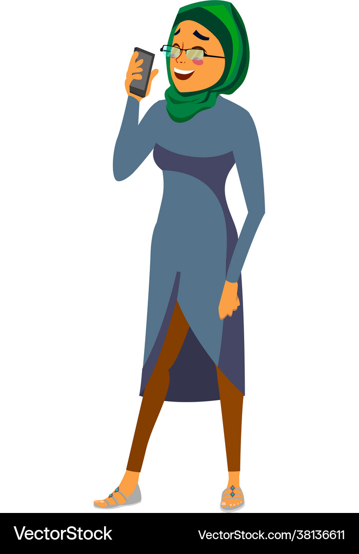 Arabian woman with positive expression talking Vector Image