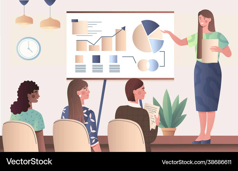 Coach speaking before audience concept Royalty Free Vector