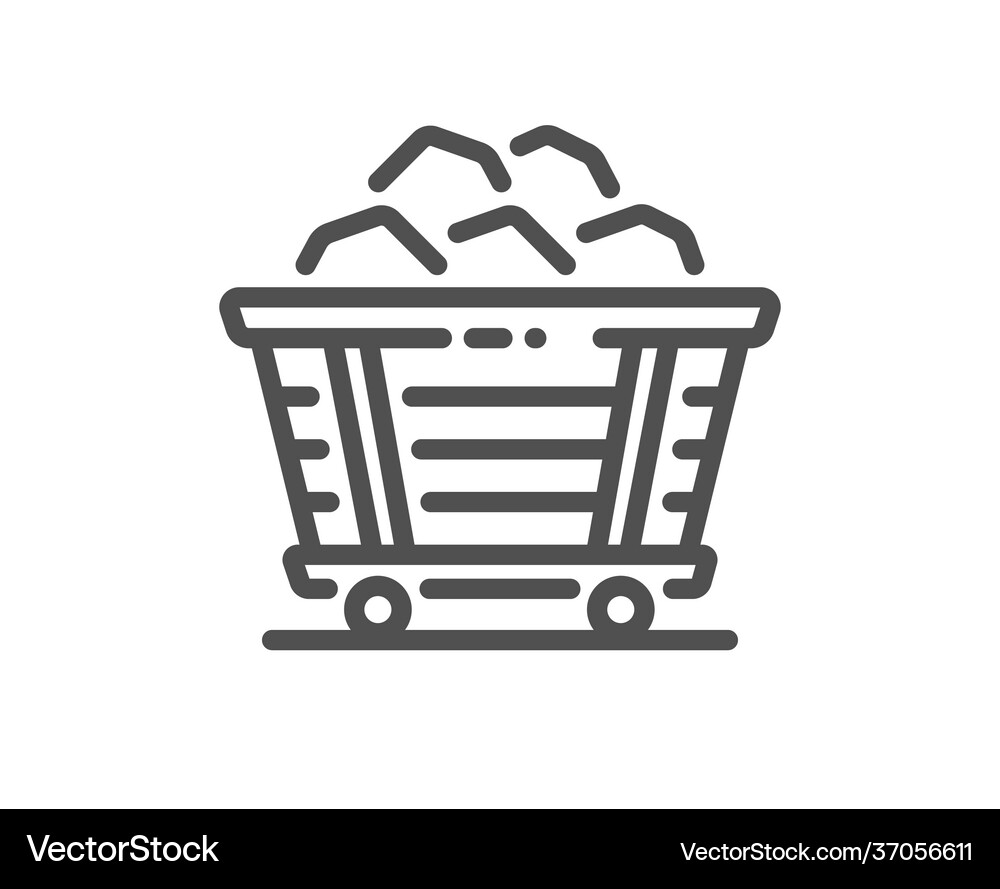 Coal trolley line icon mine wagon sign Royalty Free Vector