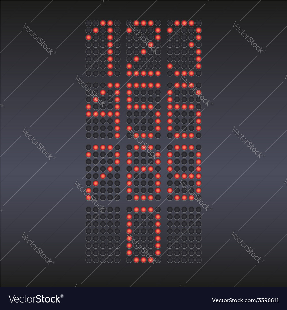 Colorful red led display with numbers Royalty Free Vector