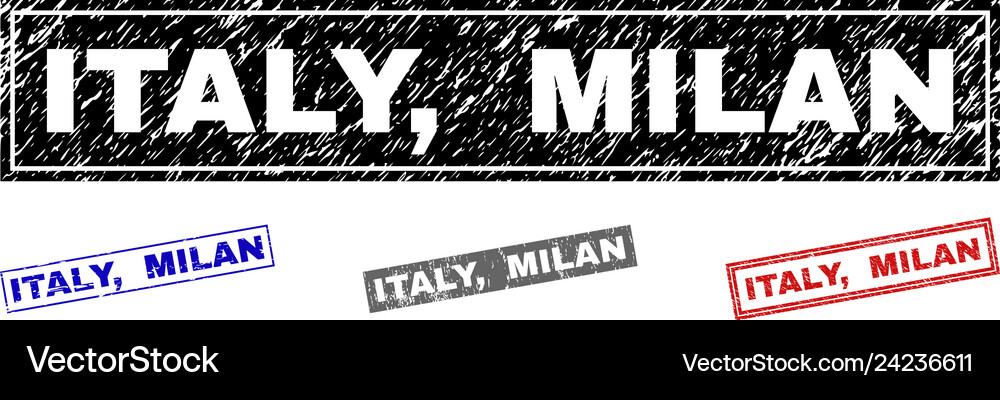 Grunge italy milan textured rectangle watermarks Vector Image