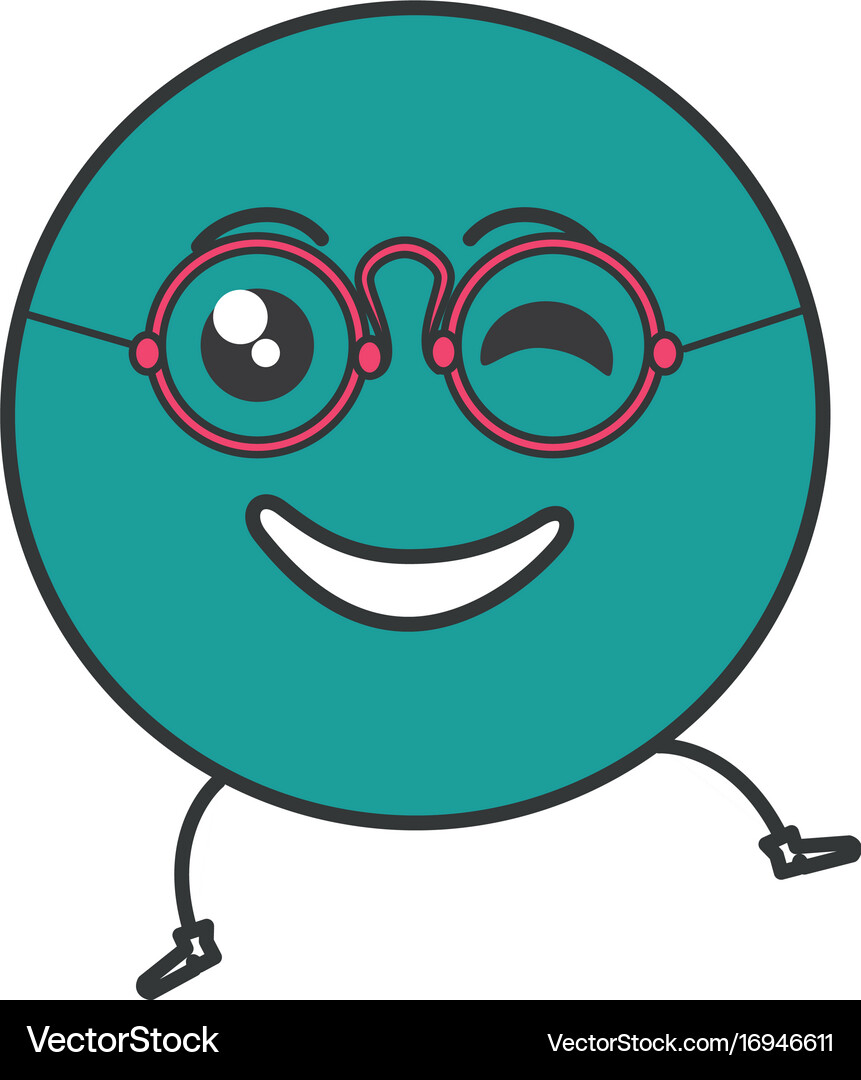 Happy emoticon face character icon Royalty Free Vector Image