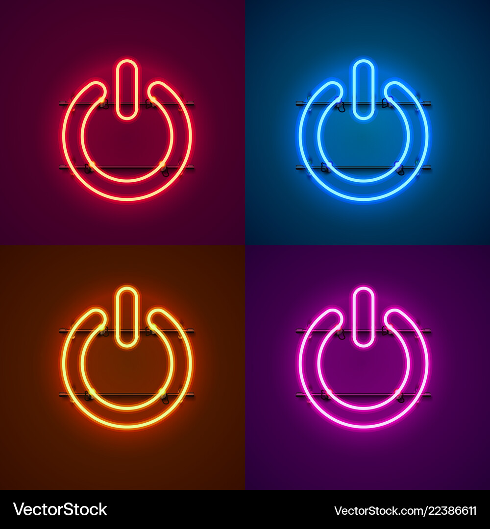 Neon off sign color set Royalty Free Vector Image