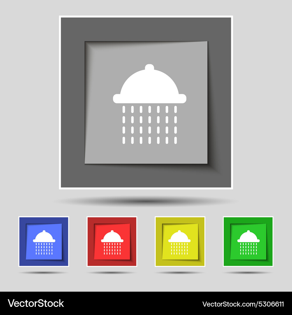 Shower icon sign on original five colored buttons Vector Image