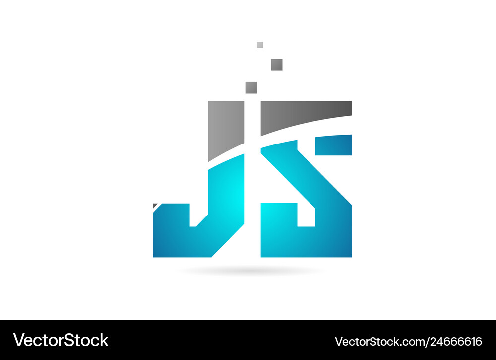 Blue grey alphabet letter combination js j s for Vector Image