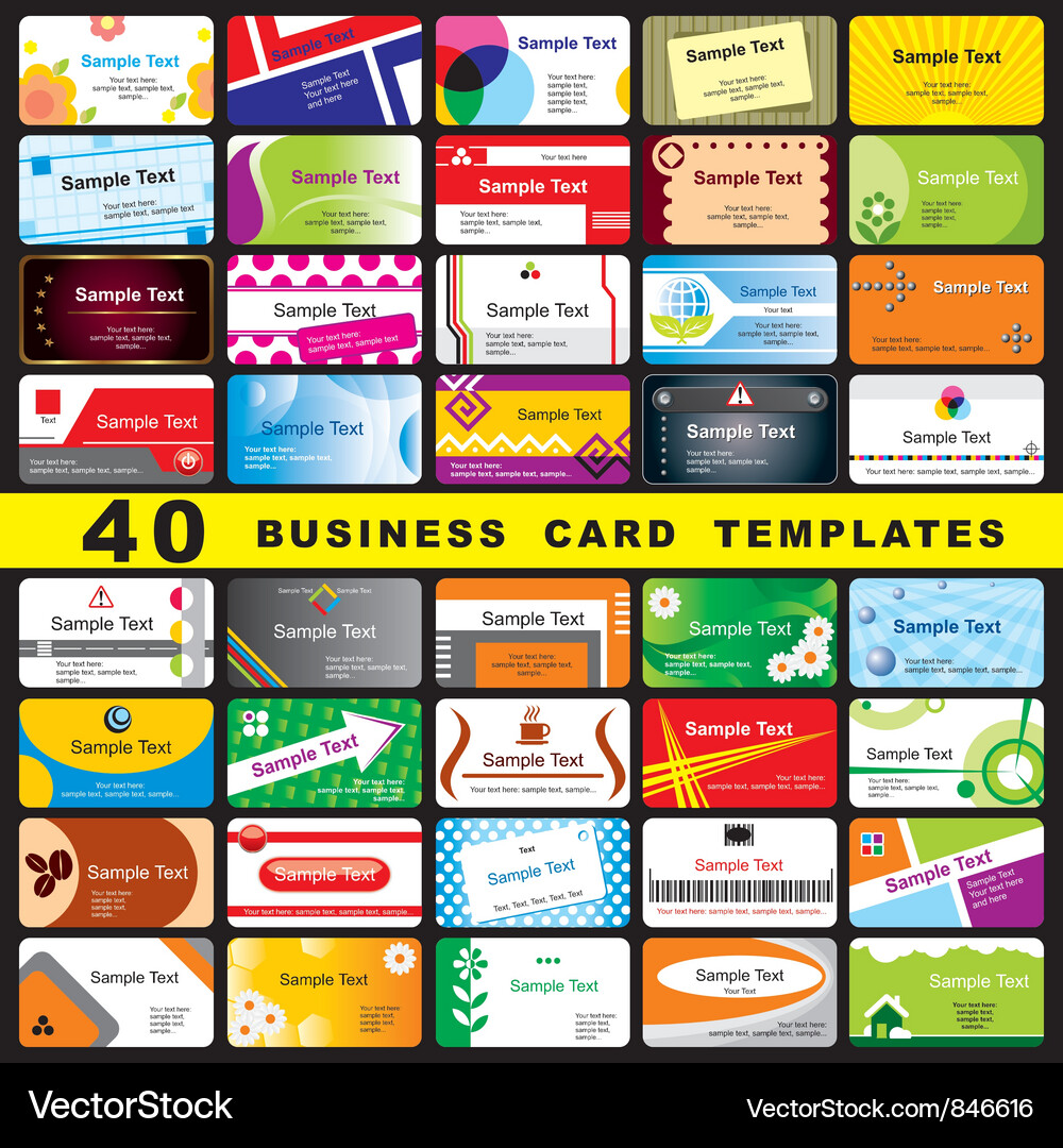 Business Card Templates - 40 Options Royalty Free Vector