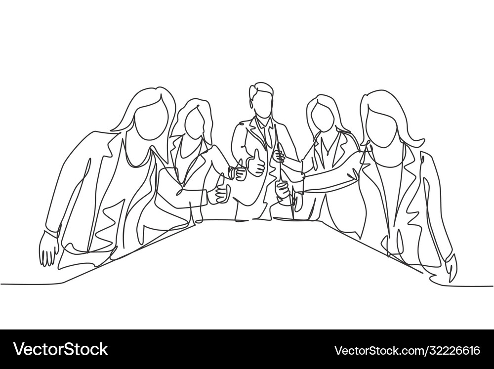 Business meeting concept single line drawing Vector Image