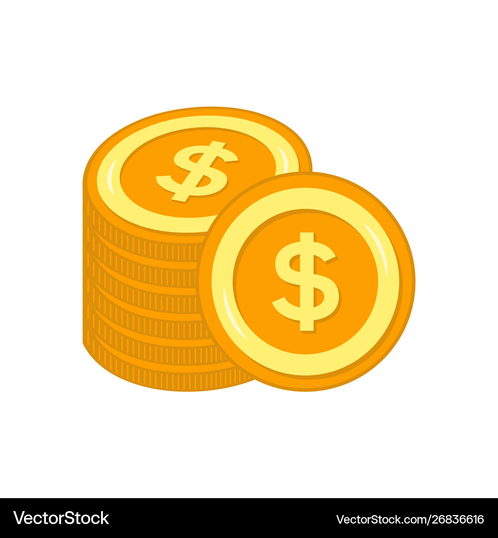 Dollar coins icon money sign Royalty Free Vector Image