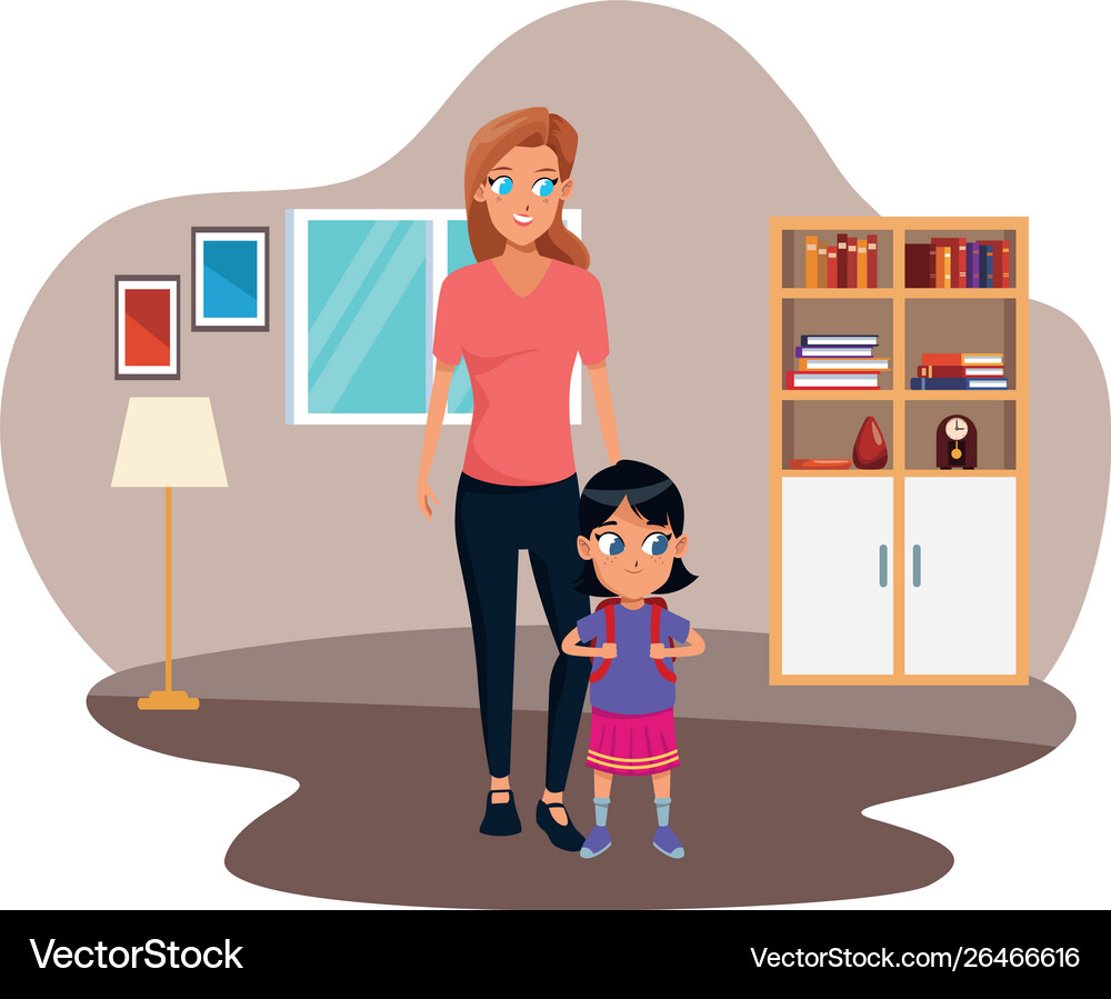 Family single mother with kid Royalty Free Vector Image
