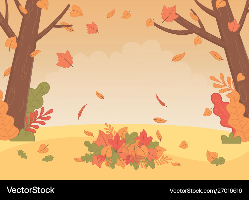 Forest autumn season landscape scene Royalty Free Vector