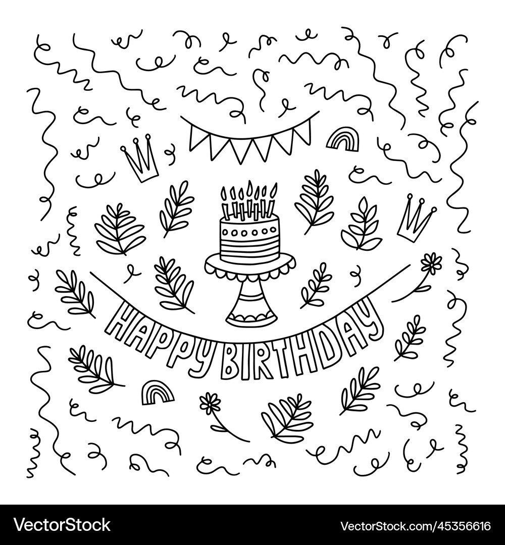 Happy birthday doodle Royalty Free Vector Image