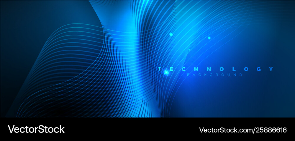 Trendy neon blue abstract design with waves Vector Image