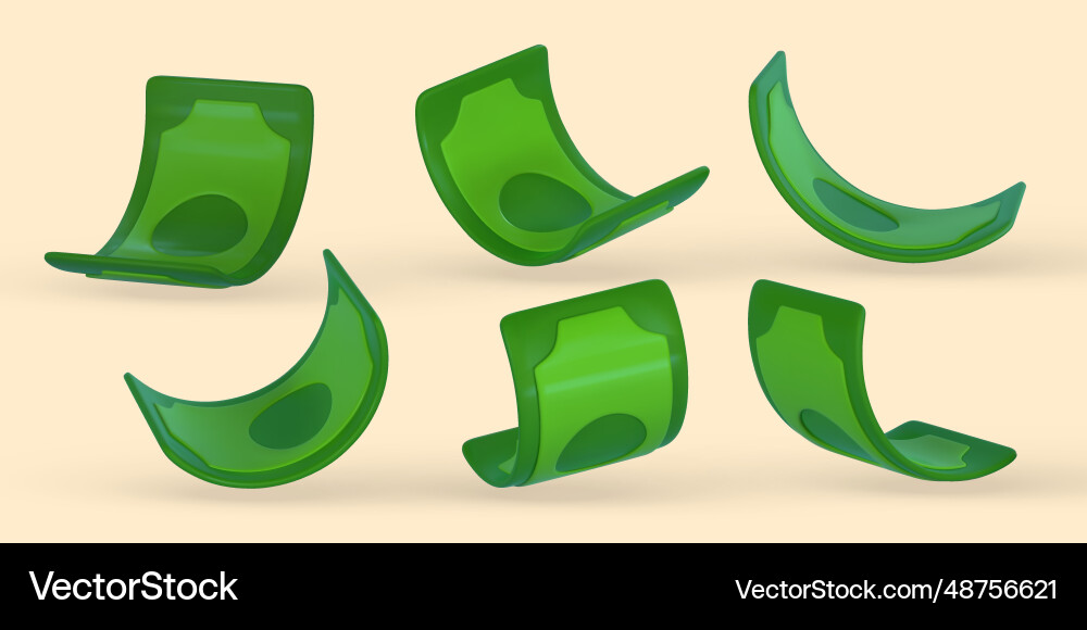 3d green dollar in cartoon style business Vector Image