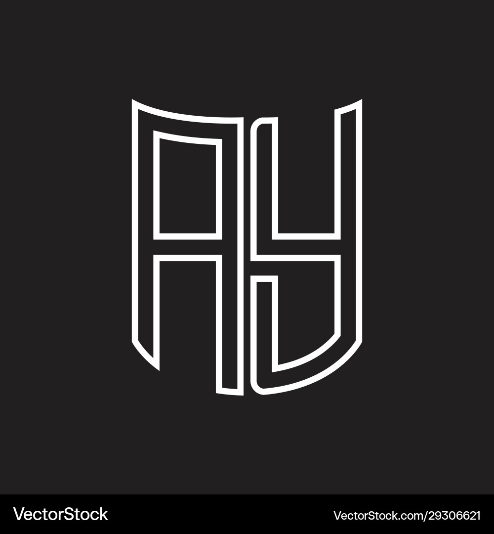 Ay logo monogram with ribbon style outline design Vector Image
