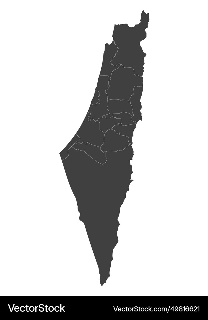 Detailed map of palestine grey Royalty Free Vector Image
