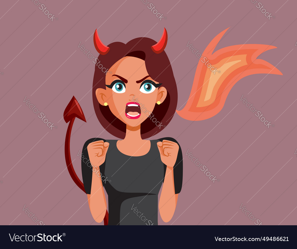 Evil girlfriend spitting fire when talking Vector Image