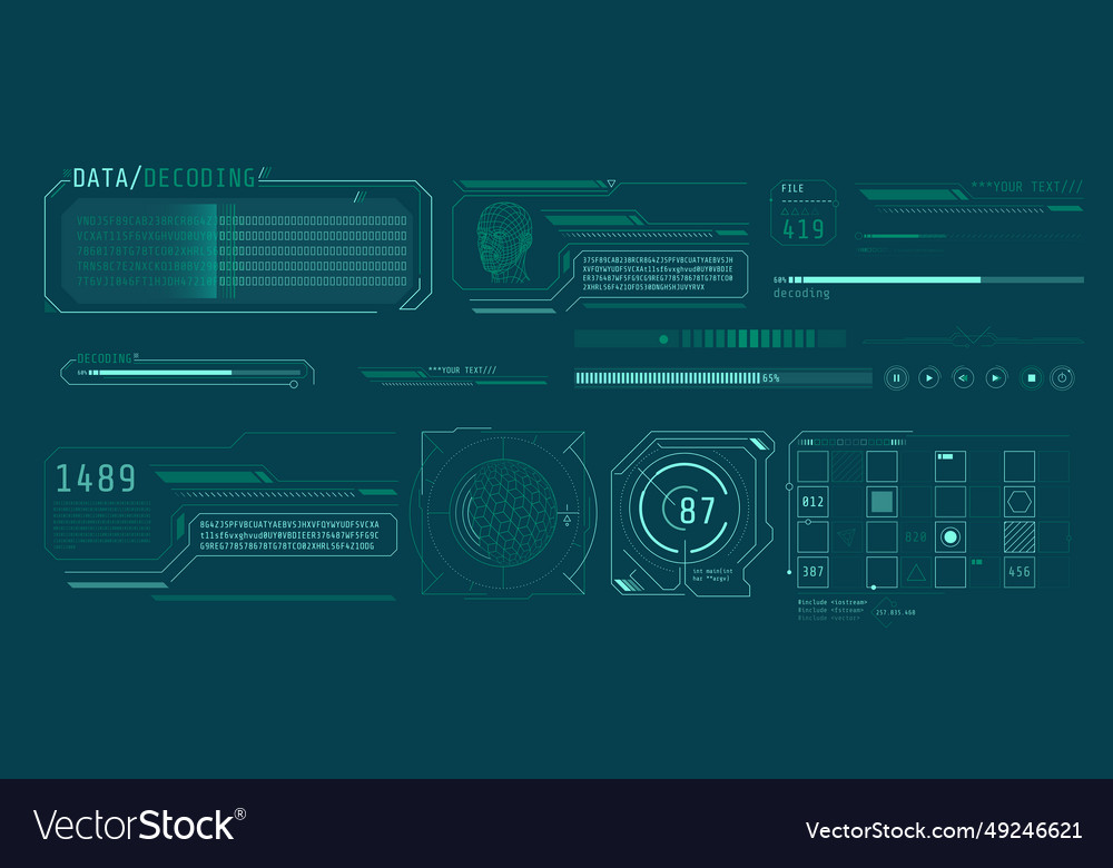Hud interface design for decoding big data Vector Image