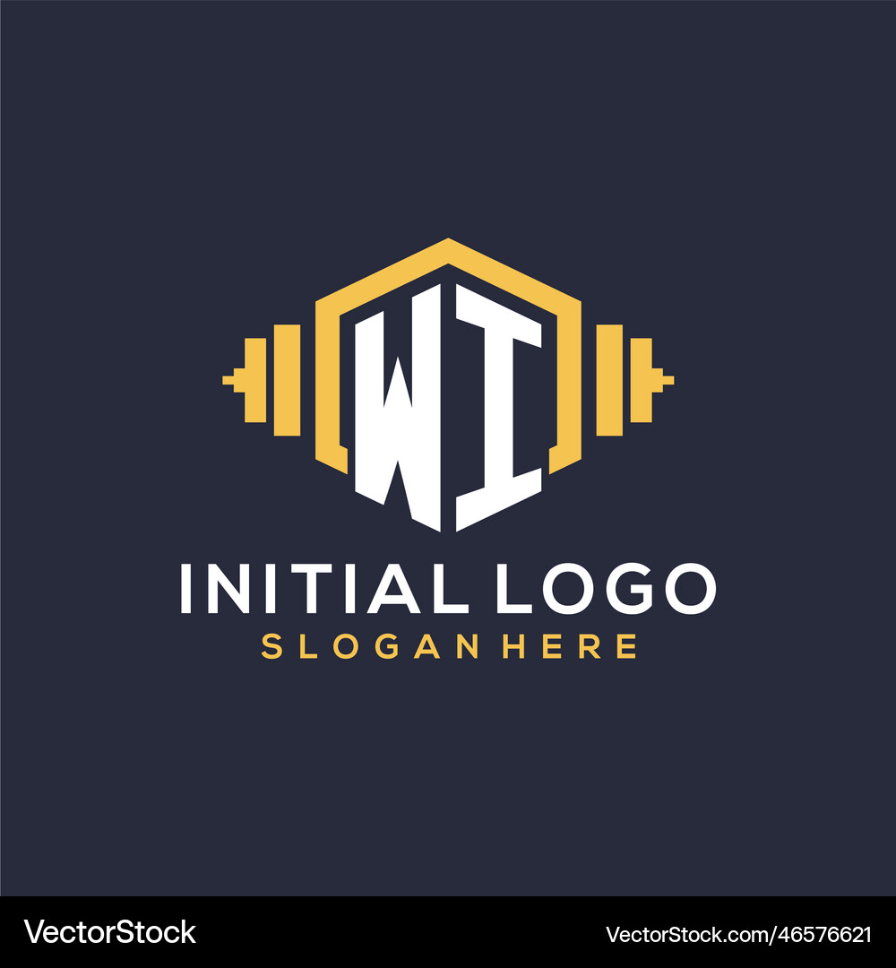 Initial wi logo design for fitness center Vector Image