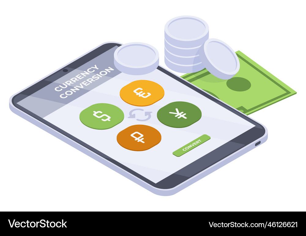 Isometric currency exchange app online money Vector Image