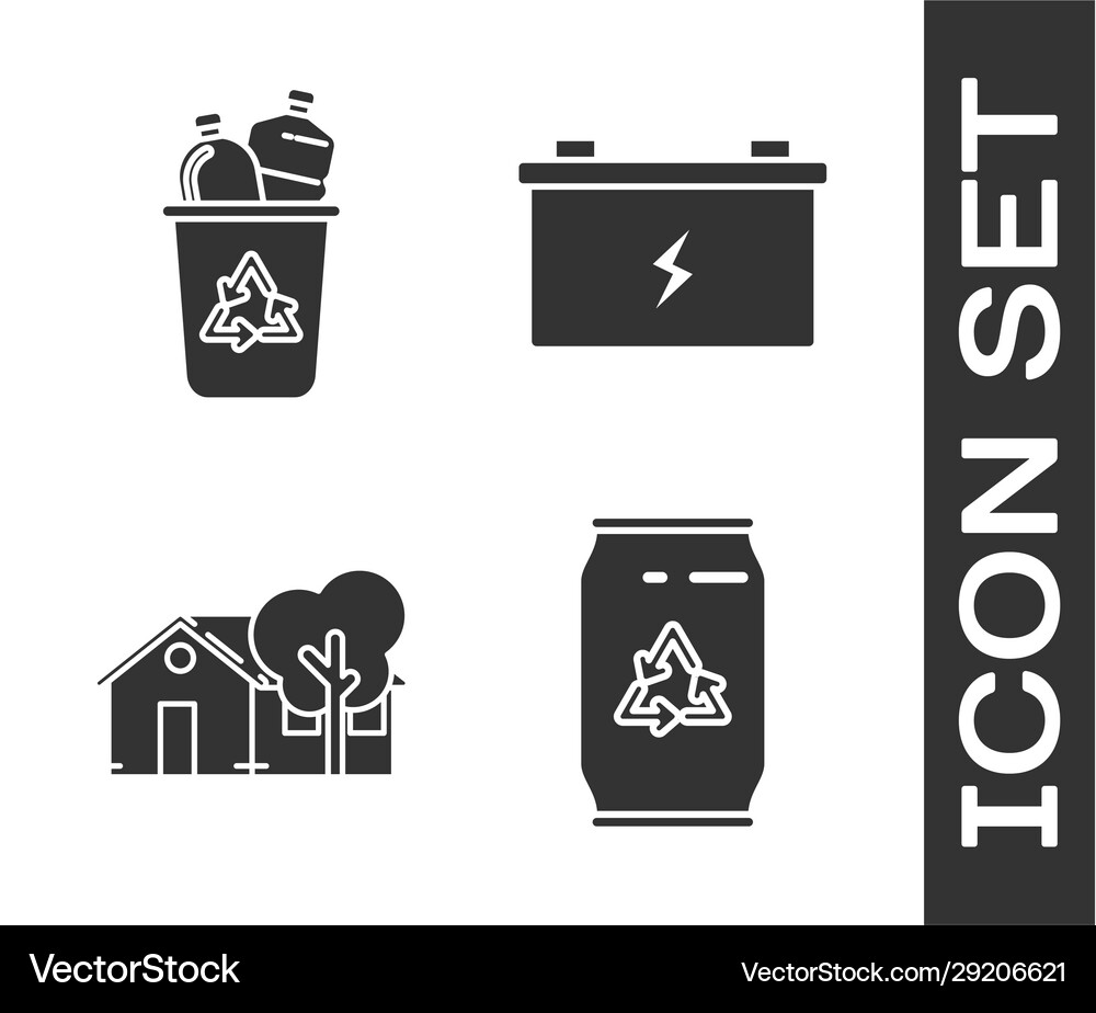 Set can with recycle symbol and can recycle bin Vector Image