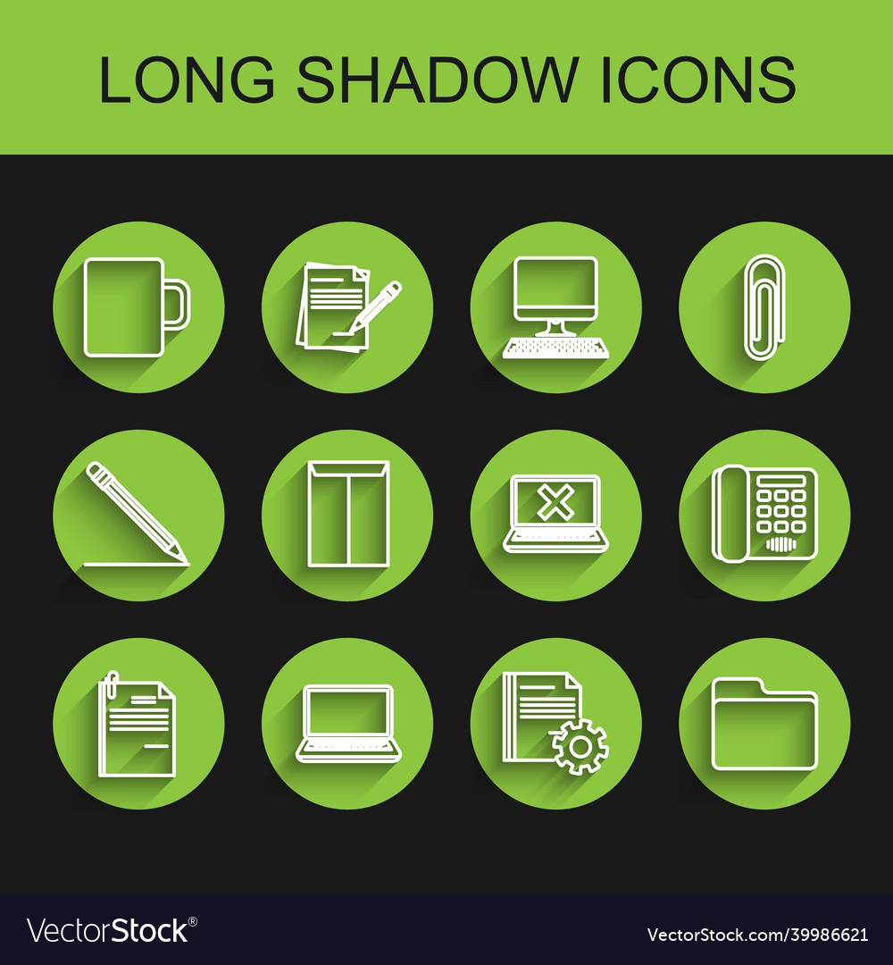 Set line file document and paper clip laptop Vector Image Set line file document and paper clip laptop Vector Image