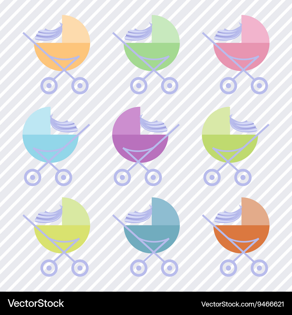 Set of baby carriages Royalty Free Vector Image