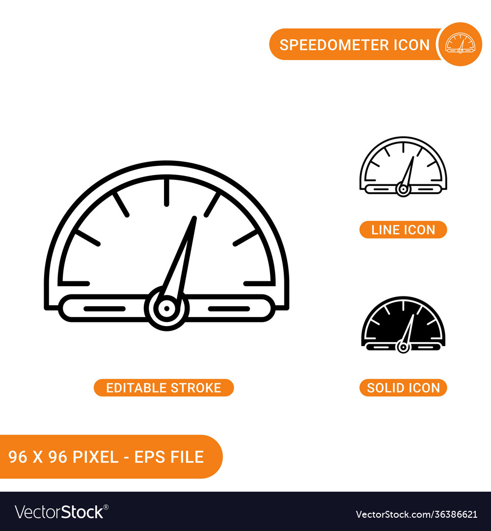 Speedometer icons set with solid icon line style Vector Image