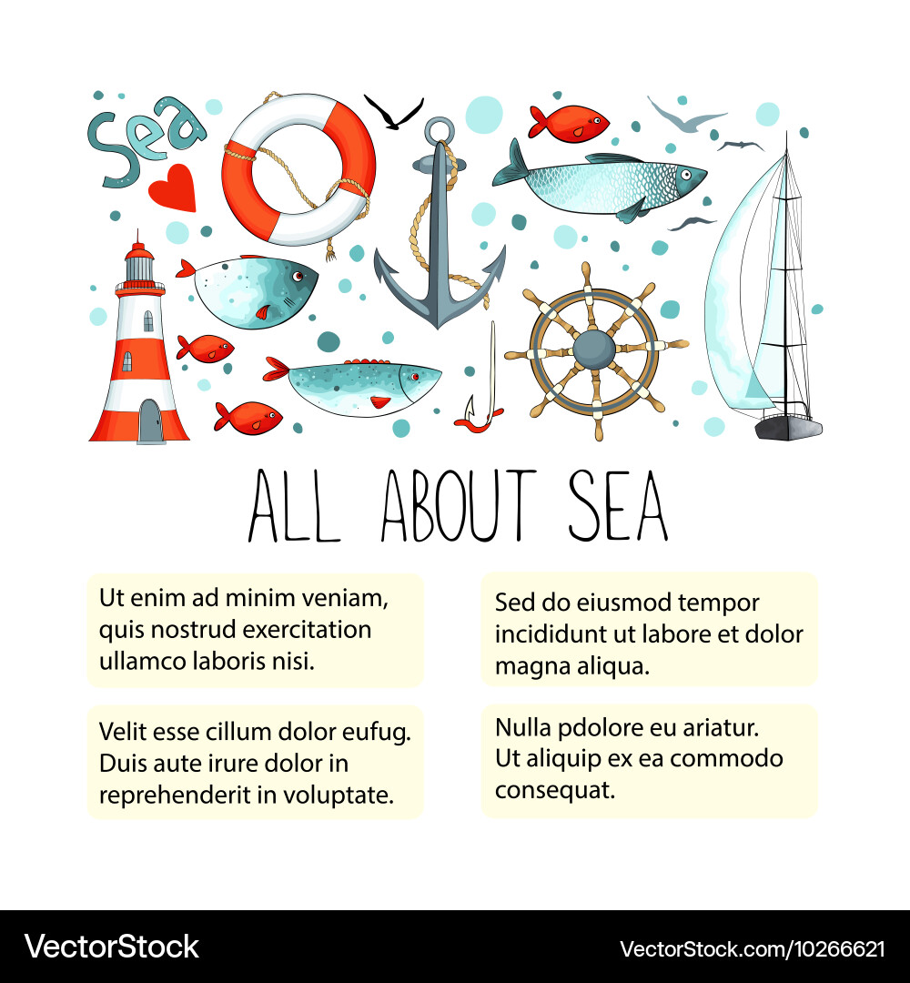 Template for ads or articular about sea Royalty Free Vector