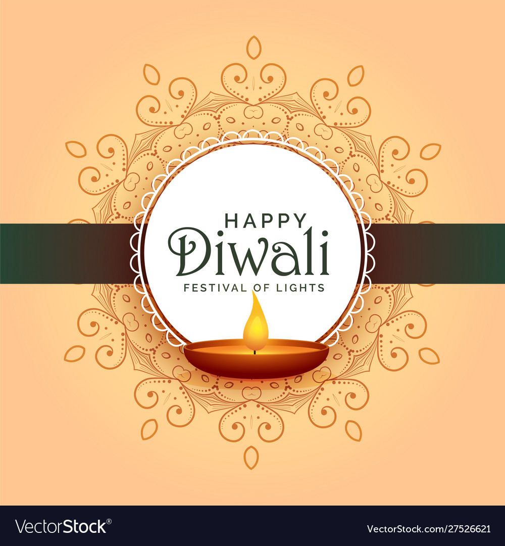 Traditional indian happy diwali festival card Vector Image Traditional indian happy diwali festival card Vector Image