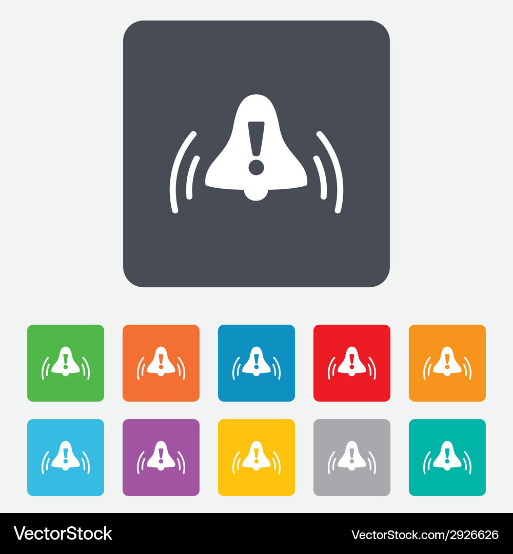 Alarm bell with exclamation mark icon wake up Vector Image