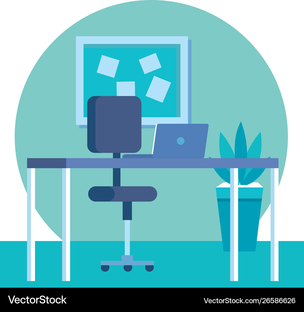 Elegant office workplace scene icons Royalty Free Vector