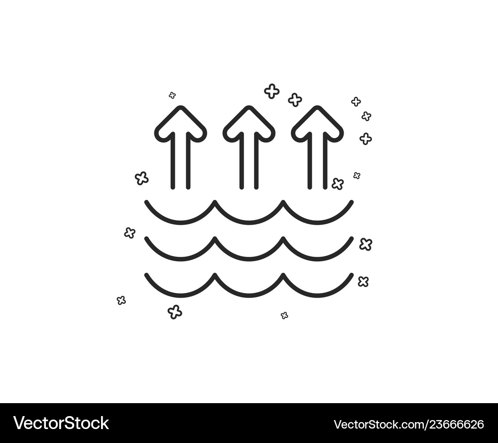 Evaporation line icon global warming sign Vector Image
