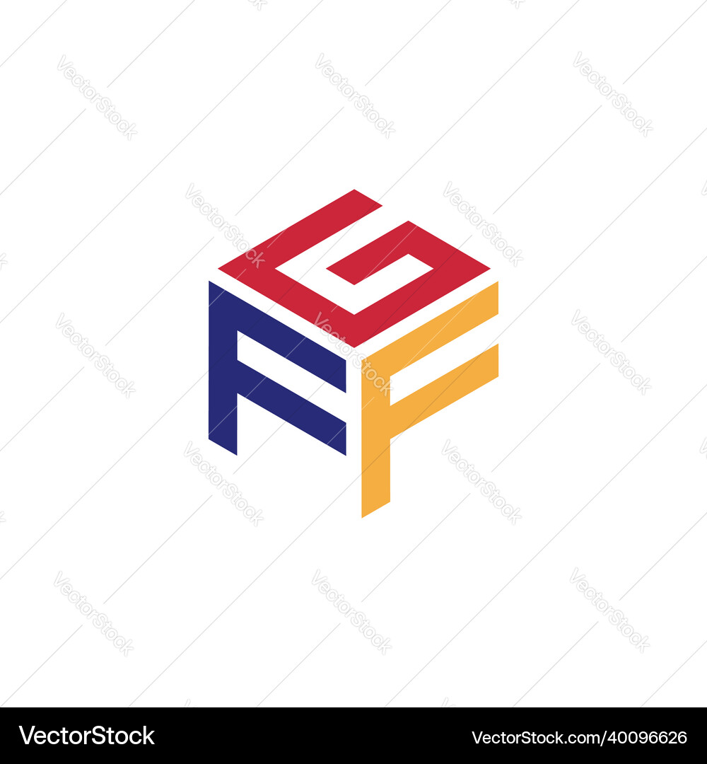 Hexagon logo with the letters gff design Vector Image