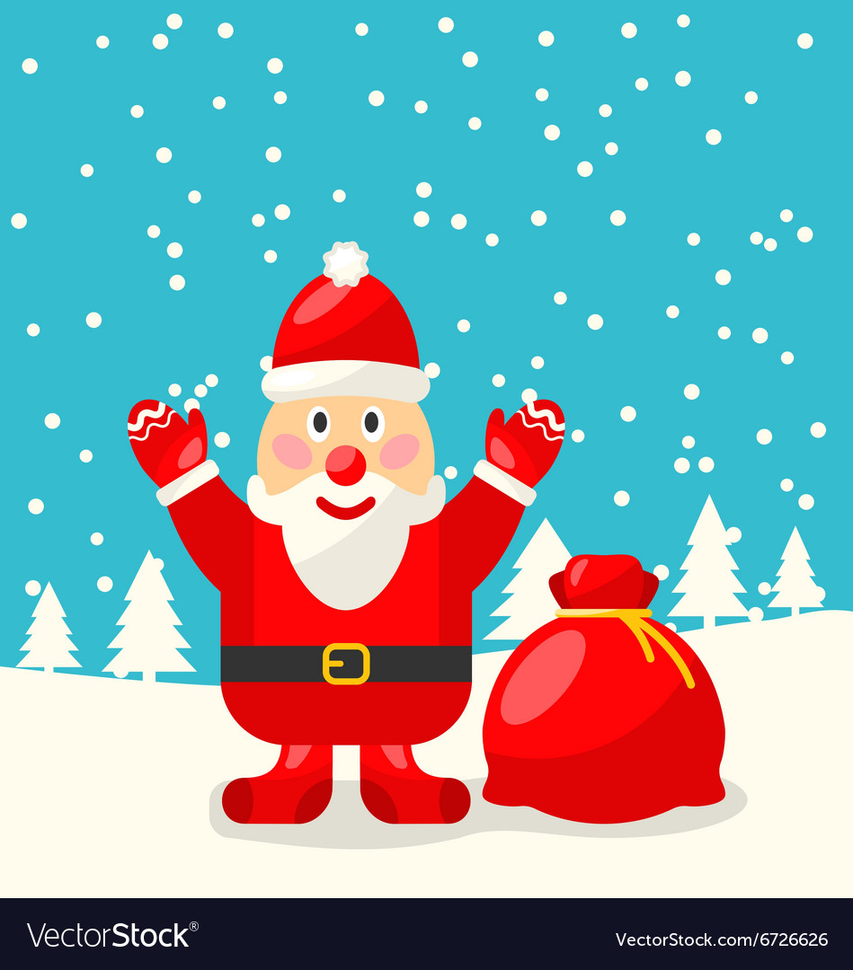 Jolly christmas santa holding up a stack Vector Image