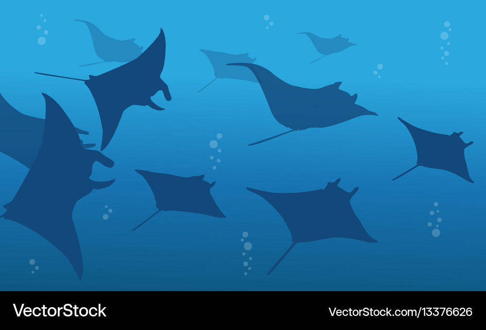 Landscape on sea with stingray Royalty Free Vector Image