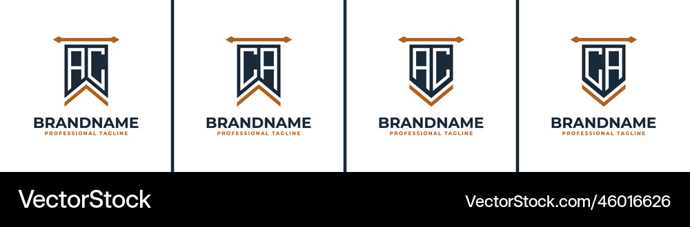 Letter ac and ca pennant flag logo set represent Vector Image