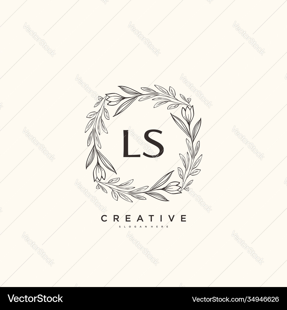 Ls beauty initial logo art handwriting logo Vector Image