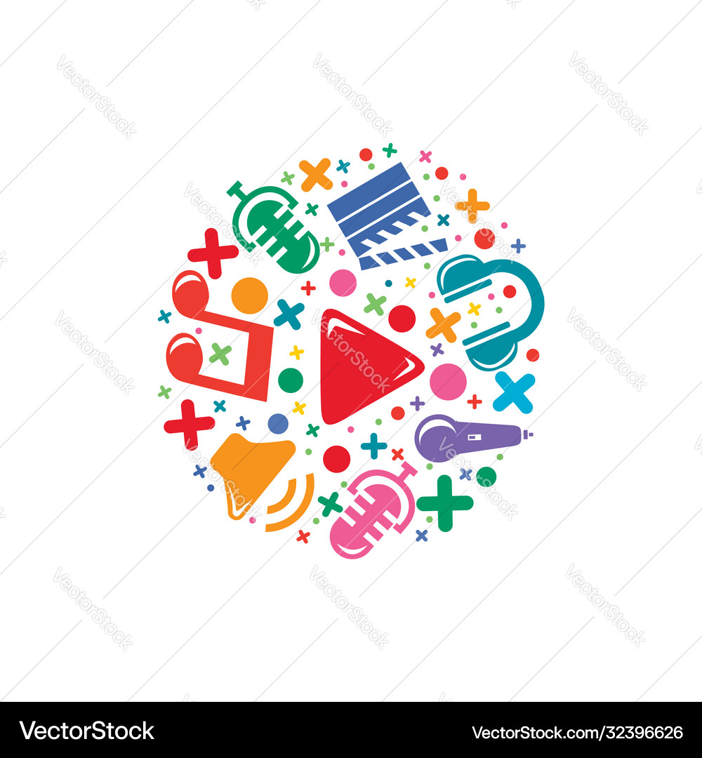 Media music colorful design pattern doodles Vector Image