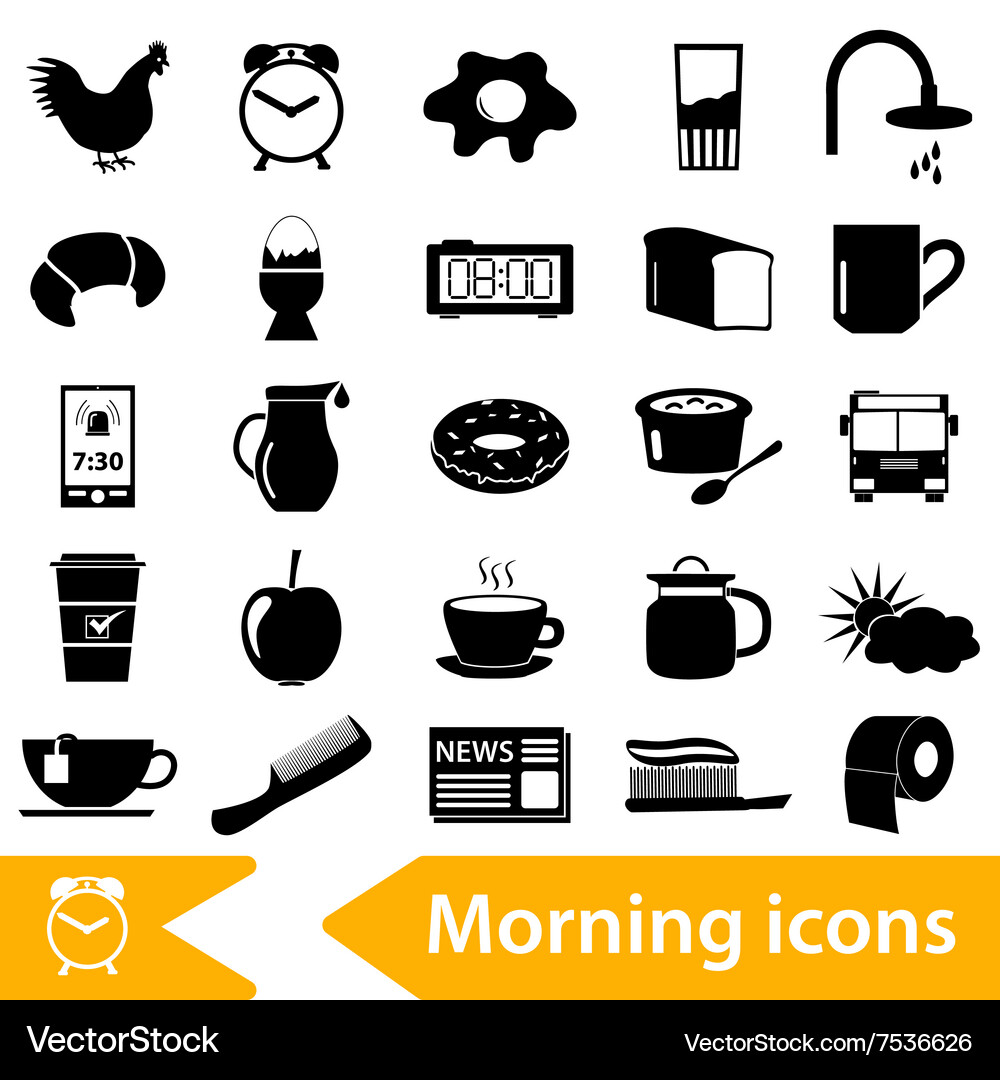 Morning wake up theme black icons set eps10 Vector Image