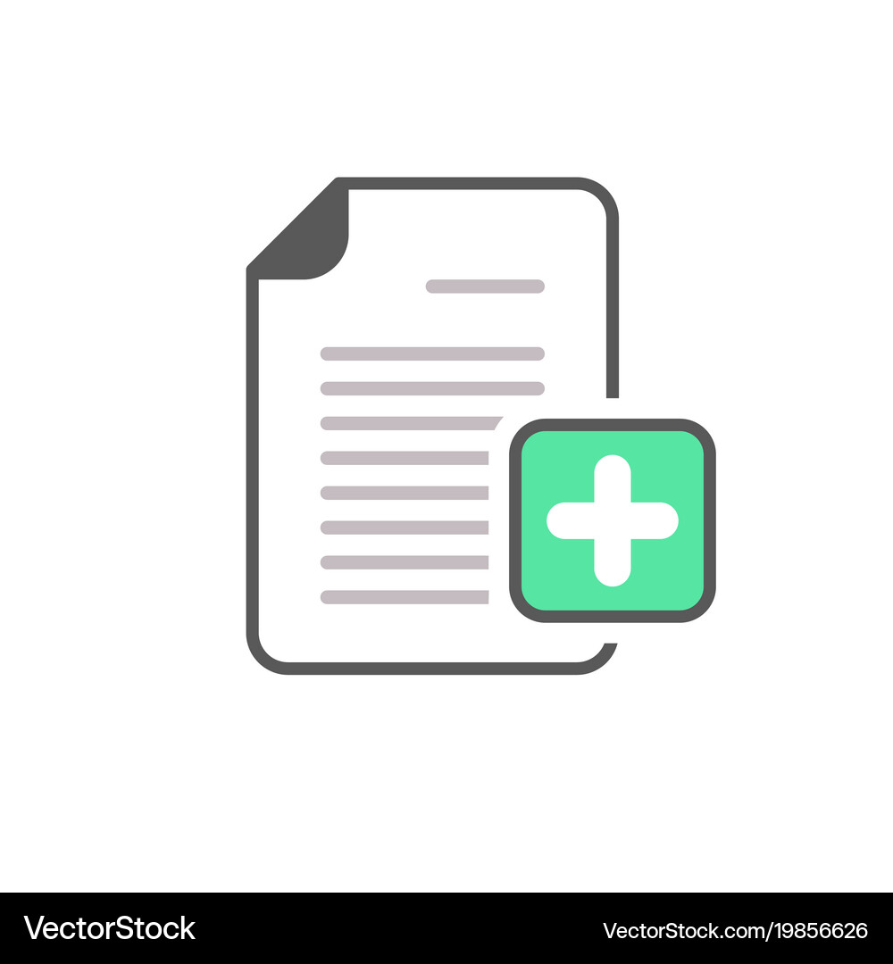 Plus Sign Document Icon Royalty Free Vector Image