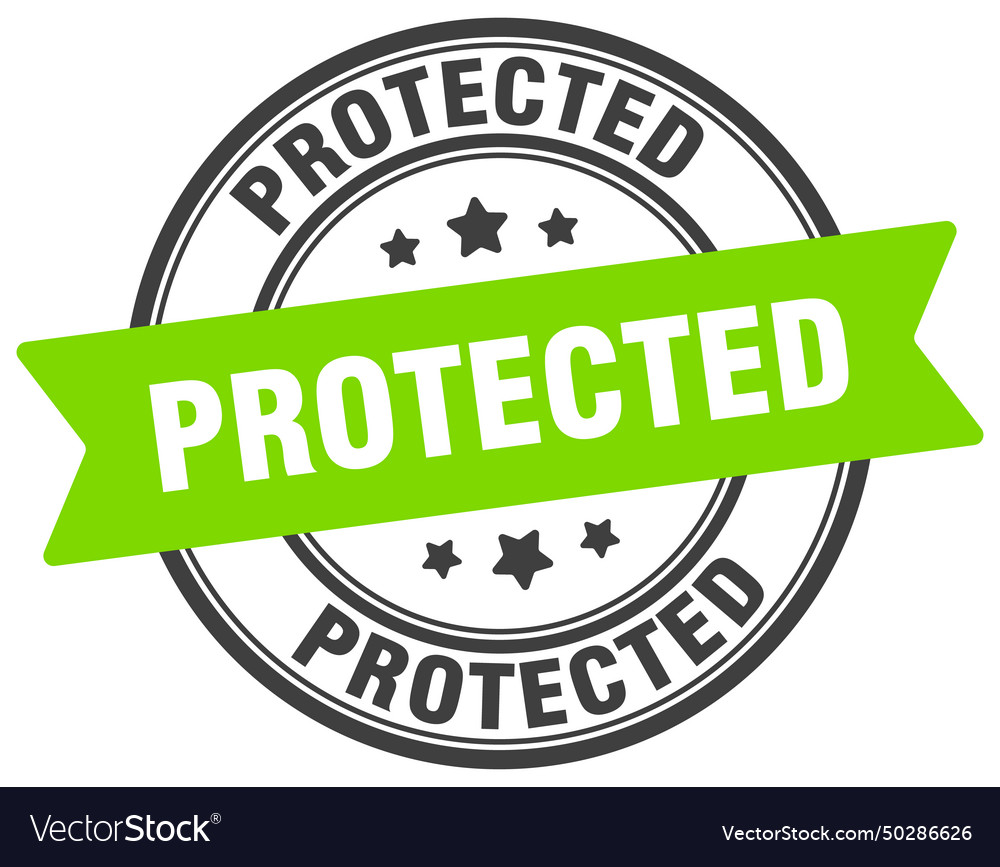 Protected stamp label on transparent Royalty Free Vector