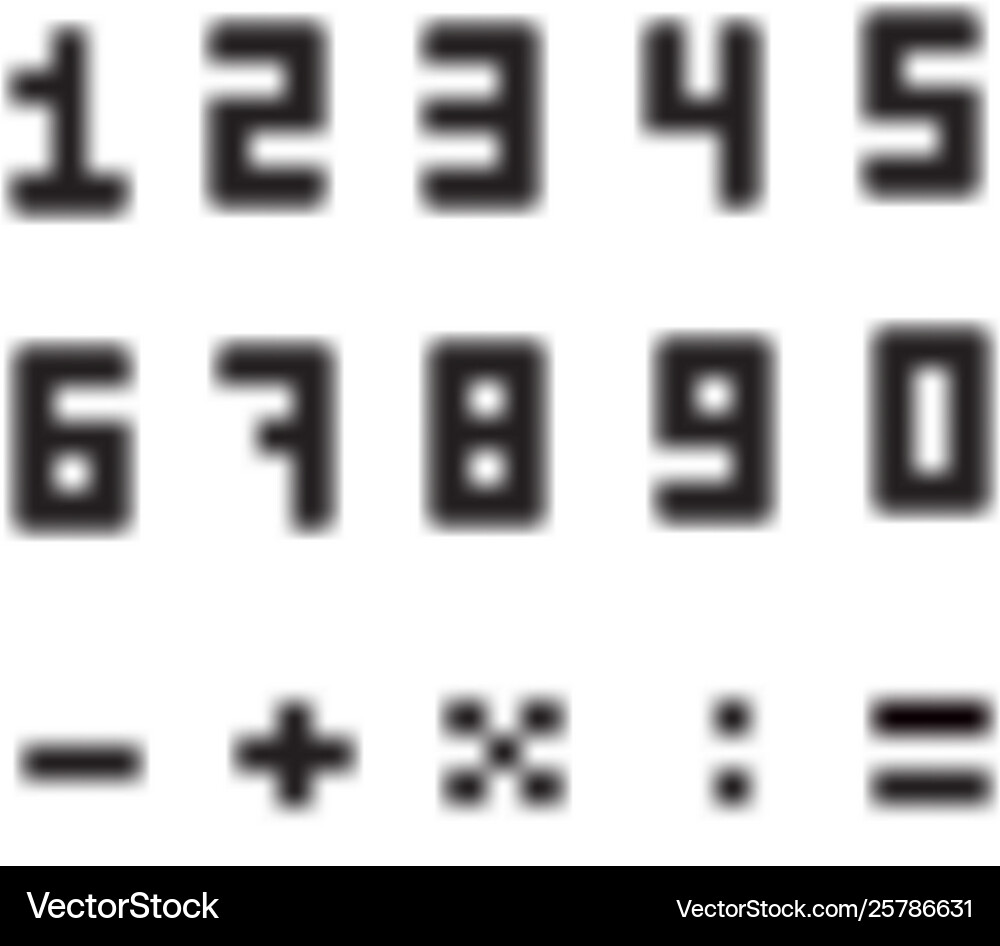 A set amazing fuzzy numbers blurred Royalty Free Vector
