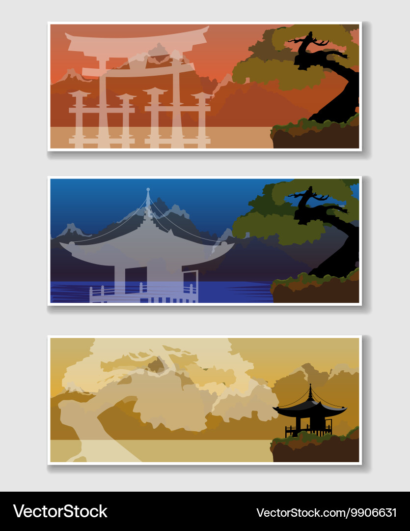 Banner with a Japanese landscape Royalty Free Vector Image