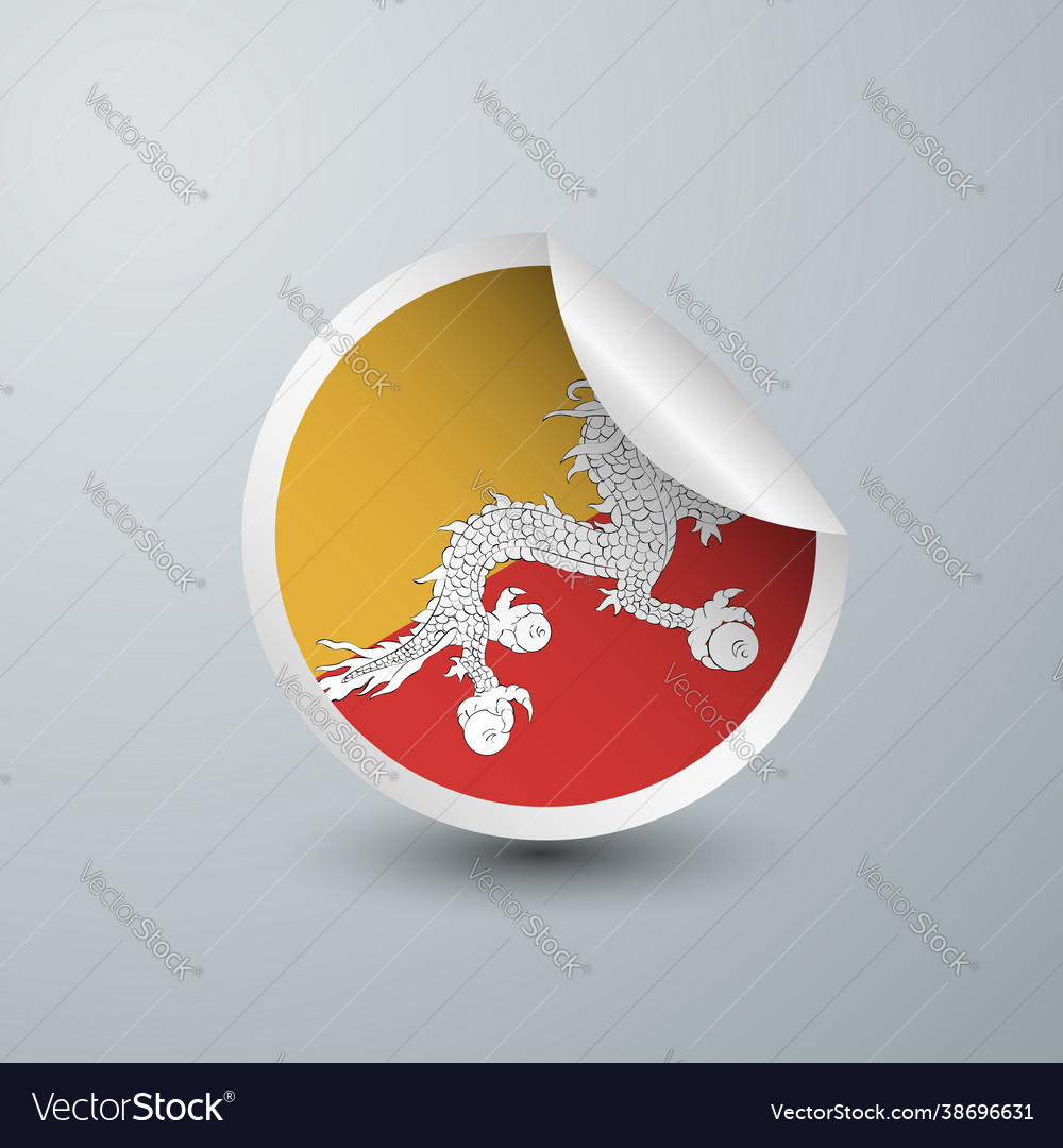 Bhutan flag with sticker design Royalty Free Vector Image