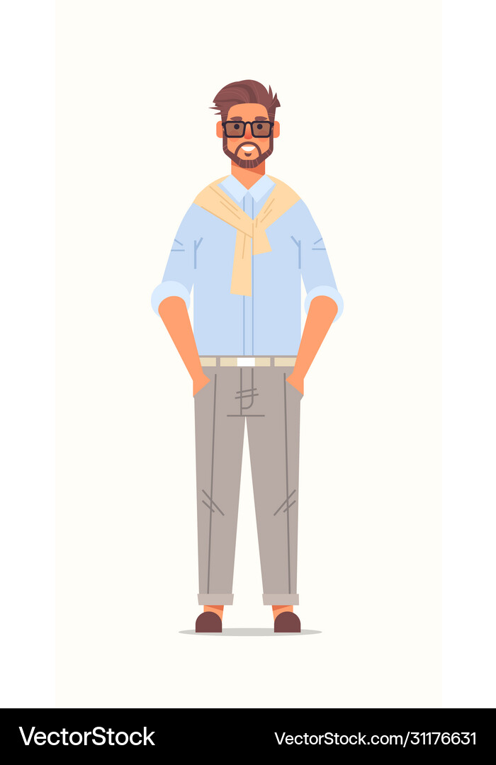 Businessman standing with hands in pockets Vector Image