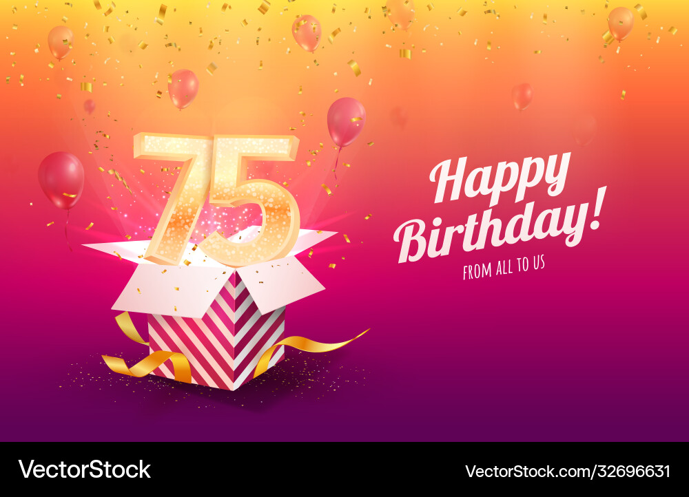 Celebrating 75th years birthday Royalty Free Vector Image